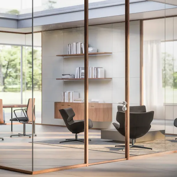 PARTITION WALLS WITH WOOD VENEER TRACKS | Interior finishing | Curated ...